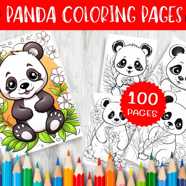 Kids Panda Coloring Page - Etsy