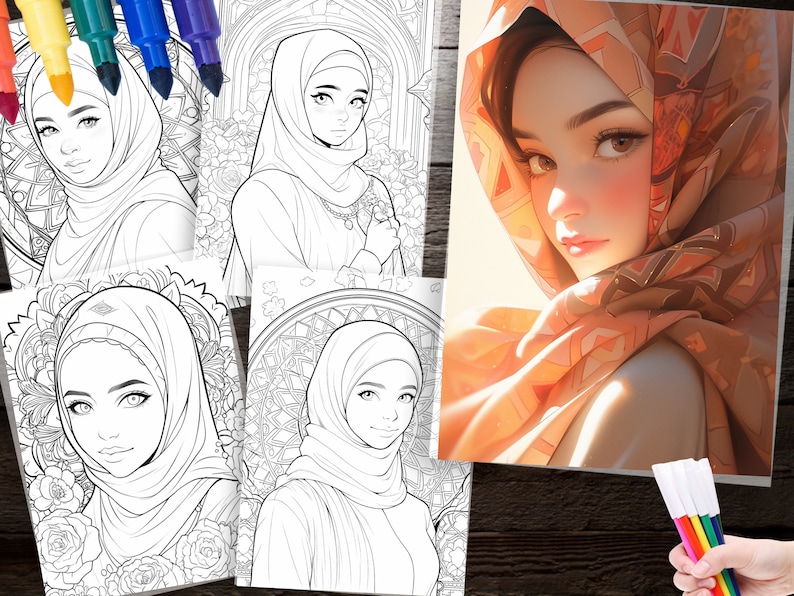 200 Muslims Hijab Coloring Pages for Muslim Women Unique Islamic Art ...