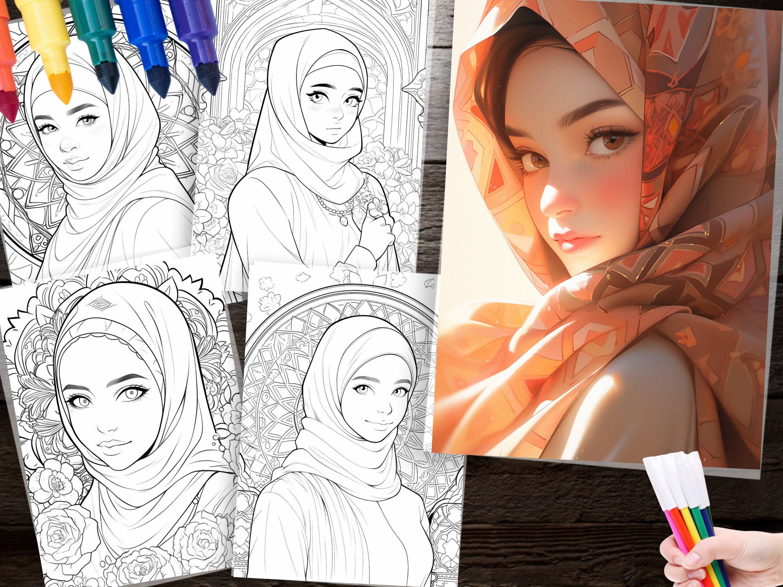 200 Muslims Hijab Coloring Pages for Muslim Women Unique Islamic Art ...
