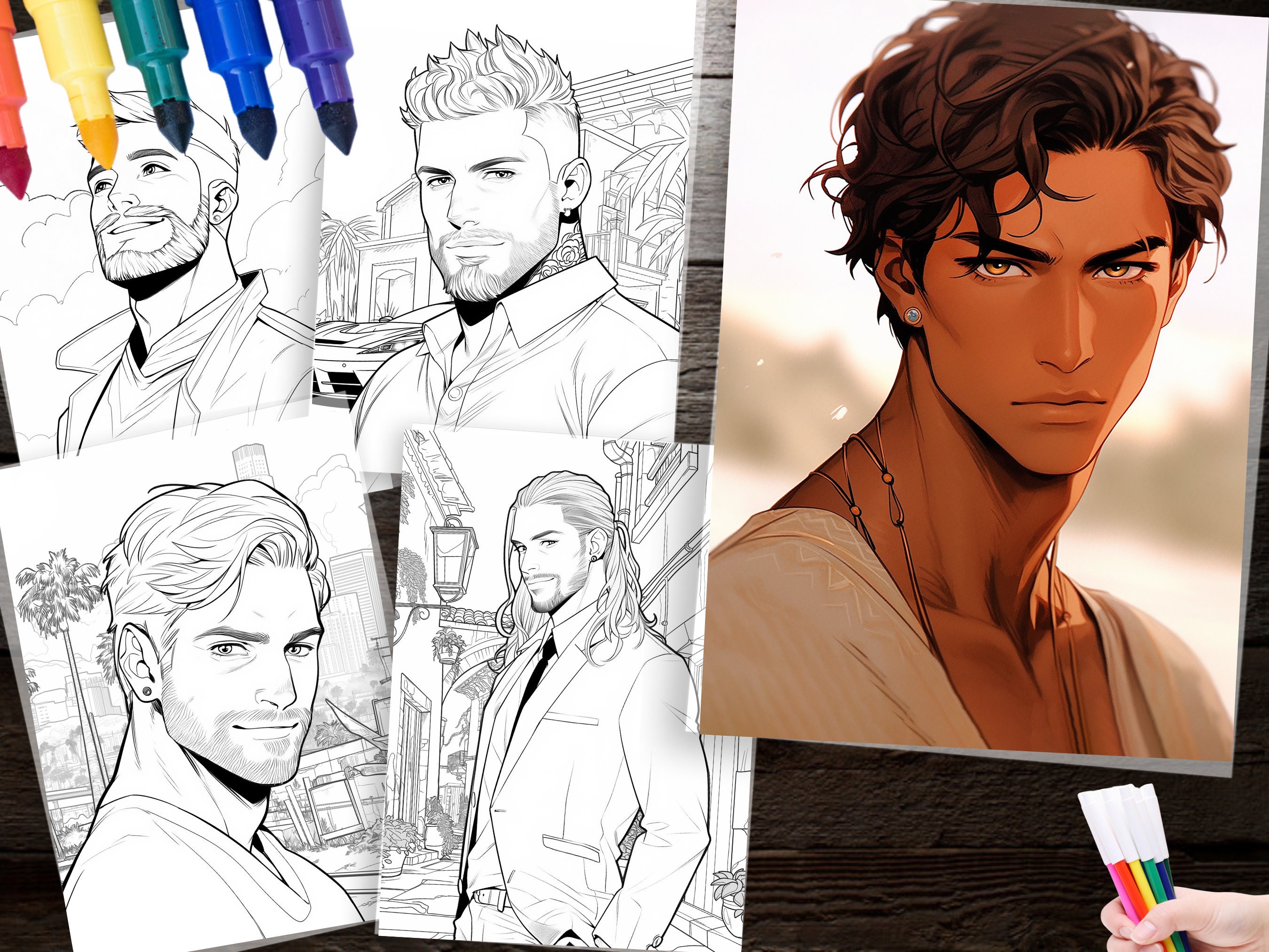 50 Handsome Men Coloring Pages Fun & Creative Designs for Adult ...