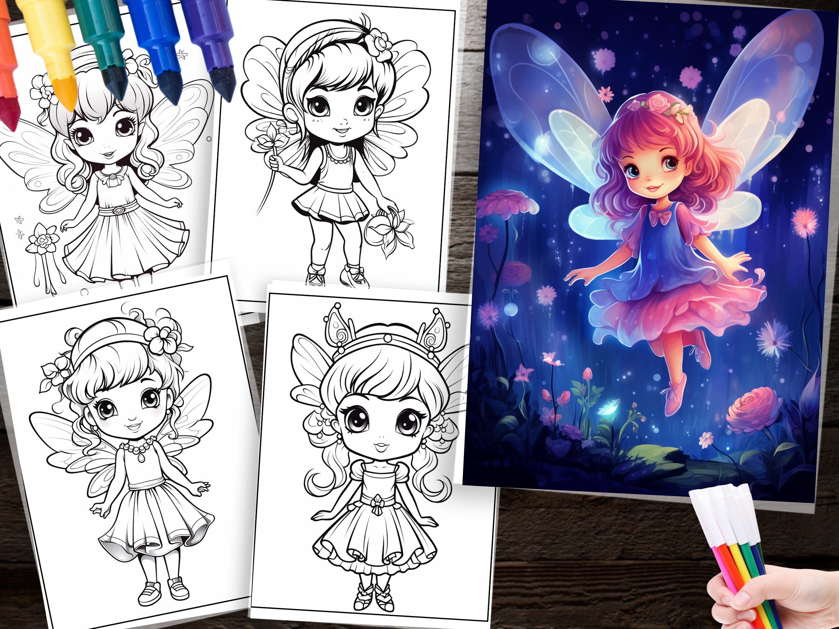 150 Cute Fairy Coloring Pages for Children & Adults Beautiful Gift ...