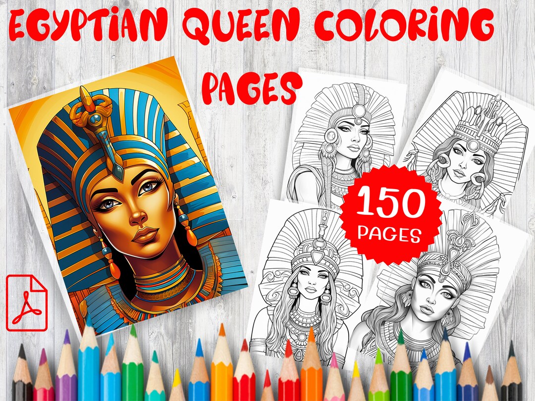 150 Egyptian Queen Coloring Pages - Ancient Egyptian Art Designs for ...