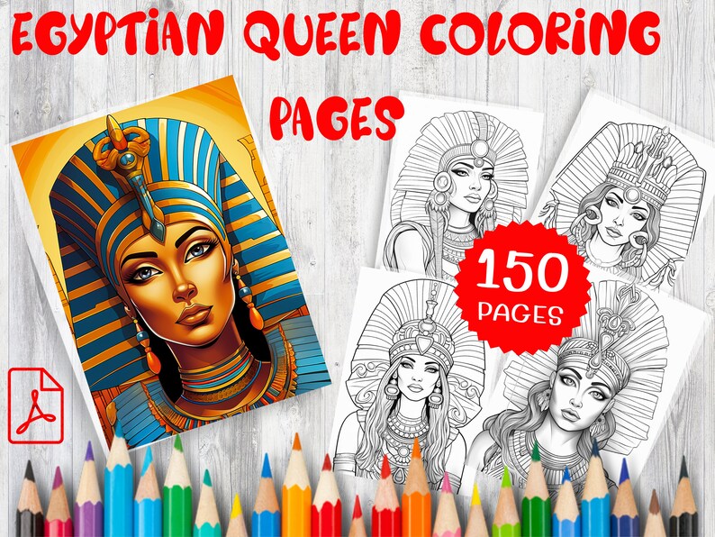 150 Egyptian Queen Coloring Pages - Ancient Egyptian Art Designs for ...
