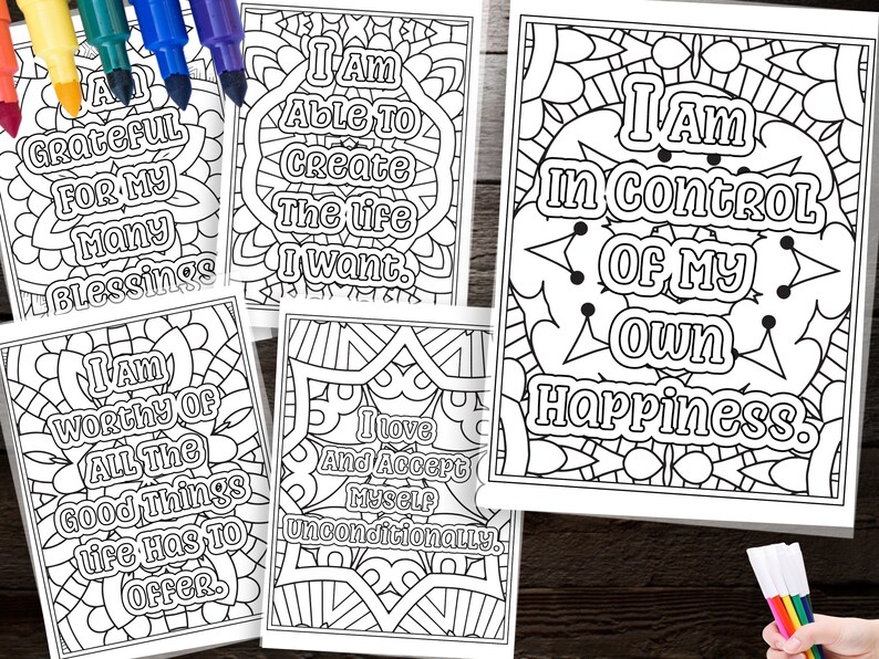 Self Love Affirmation Quotes Coloring Pages - Empower With Self-love ...