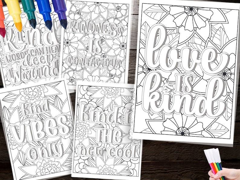 100 Beautiful Kindness Quotes Coloring Pages for Relaxation ...