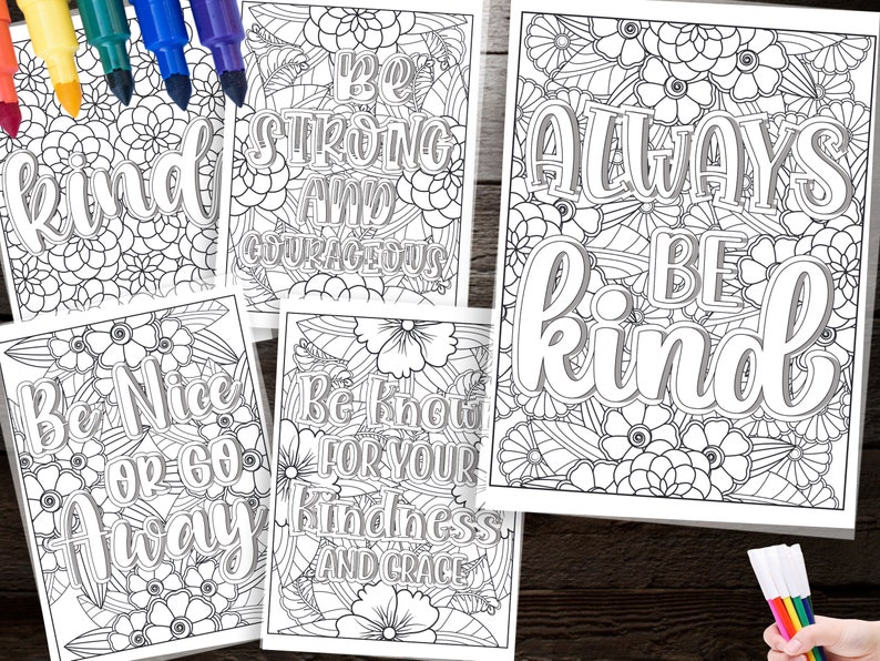 100 Beautiful Kindness Quotes Coloring Pages for Relaxation ...