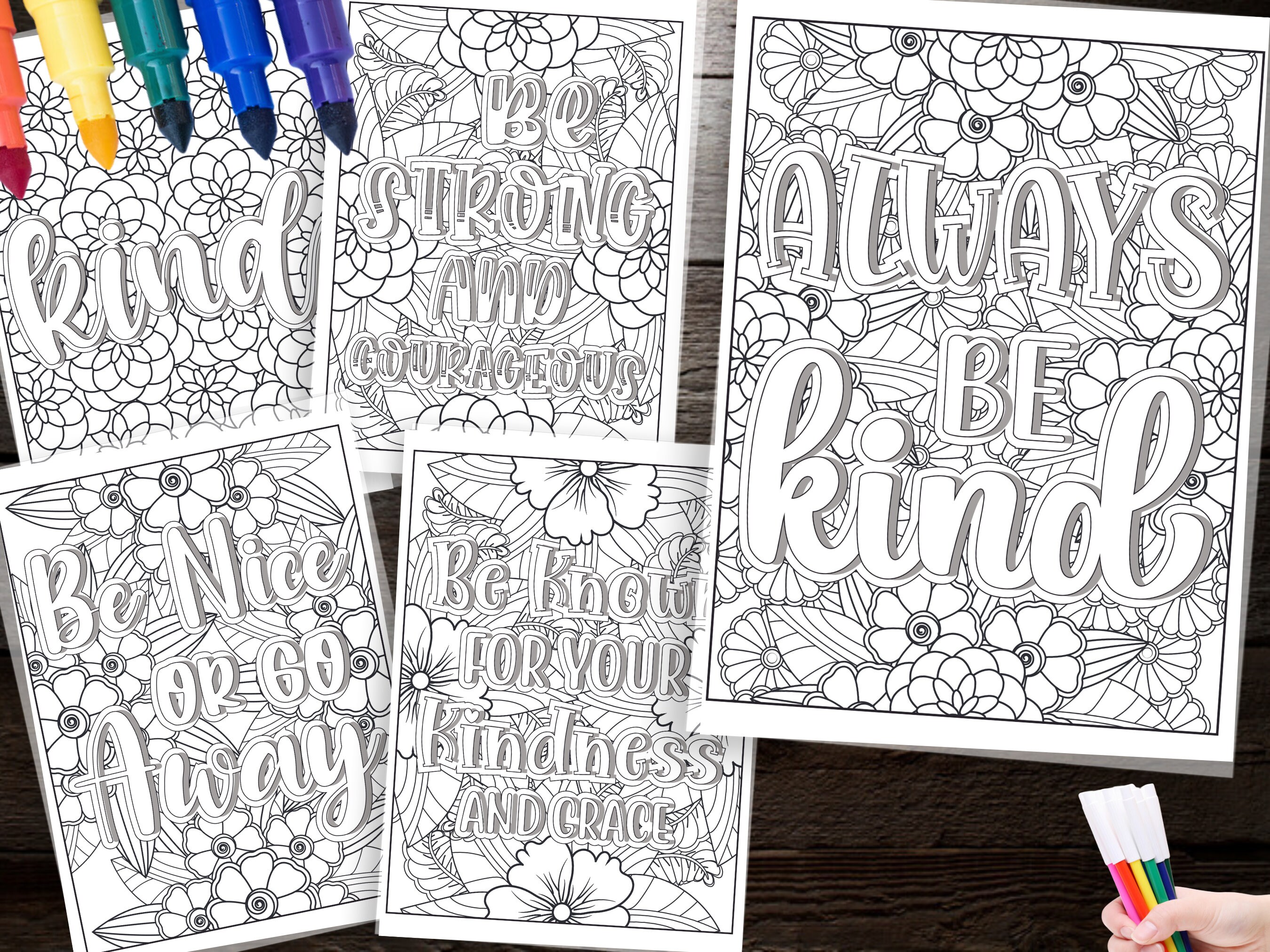 100 Beautiful Kindness Quotes Coloring Pages for Relaxation ...