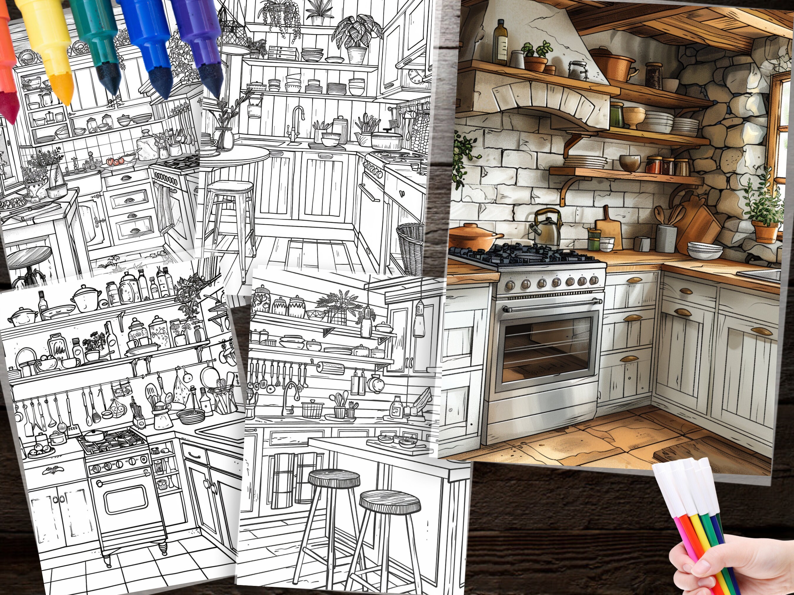 200 Cottagecore Kitchen Coloring Pages - Hand-drawn Printable Designs ...