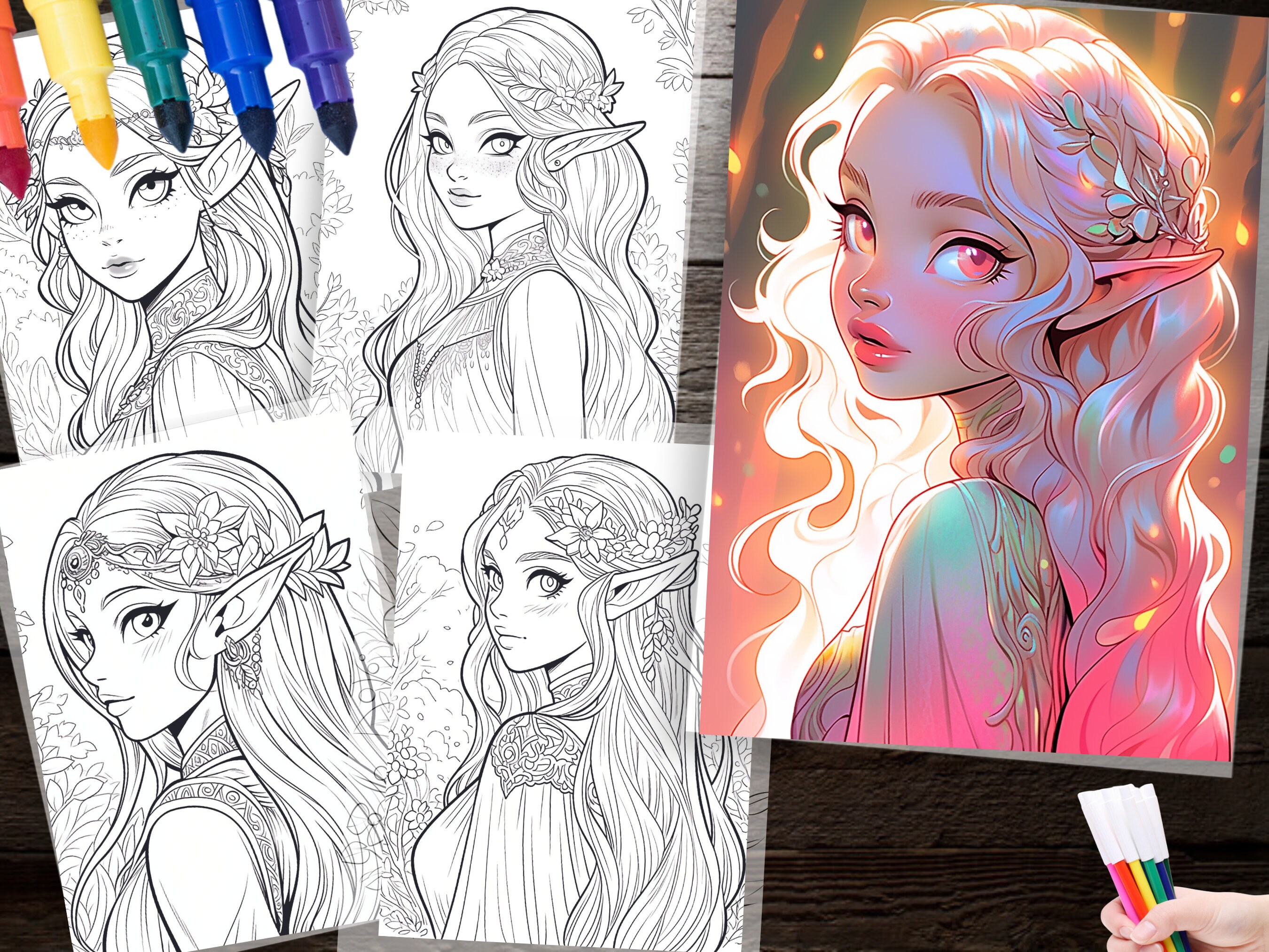 300 Enchanting Elf Princess Coloring Pages - Printable Fairy Tale Art ...