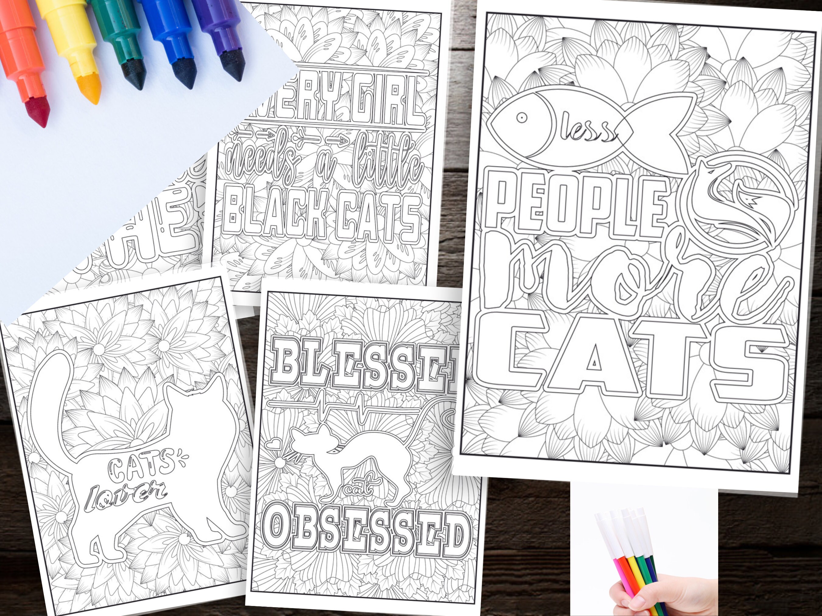 40 Cat Quotes Coloring Pages for Kids and Adults , Digital Download PDF ...