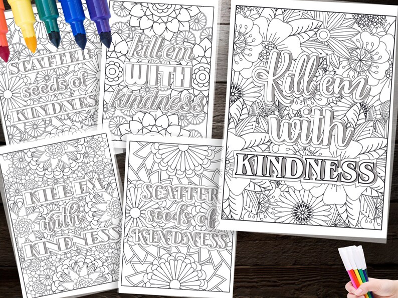 100 Beautiful Kindness Quotes Coloring Pages for Relaxation ...