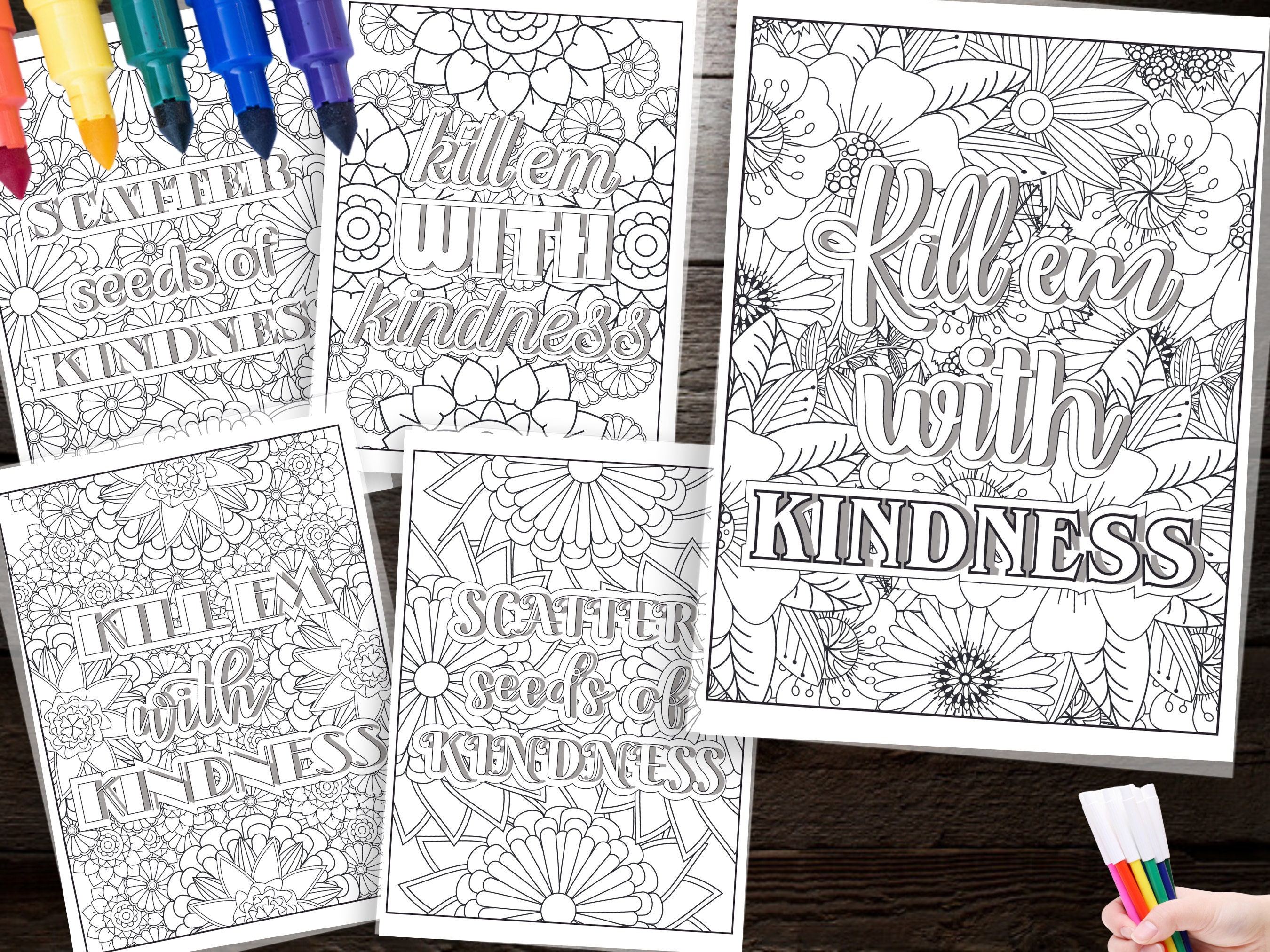100 Beautiful Kindness Quotes Coloring Pages for Relaxation ...
