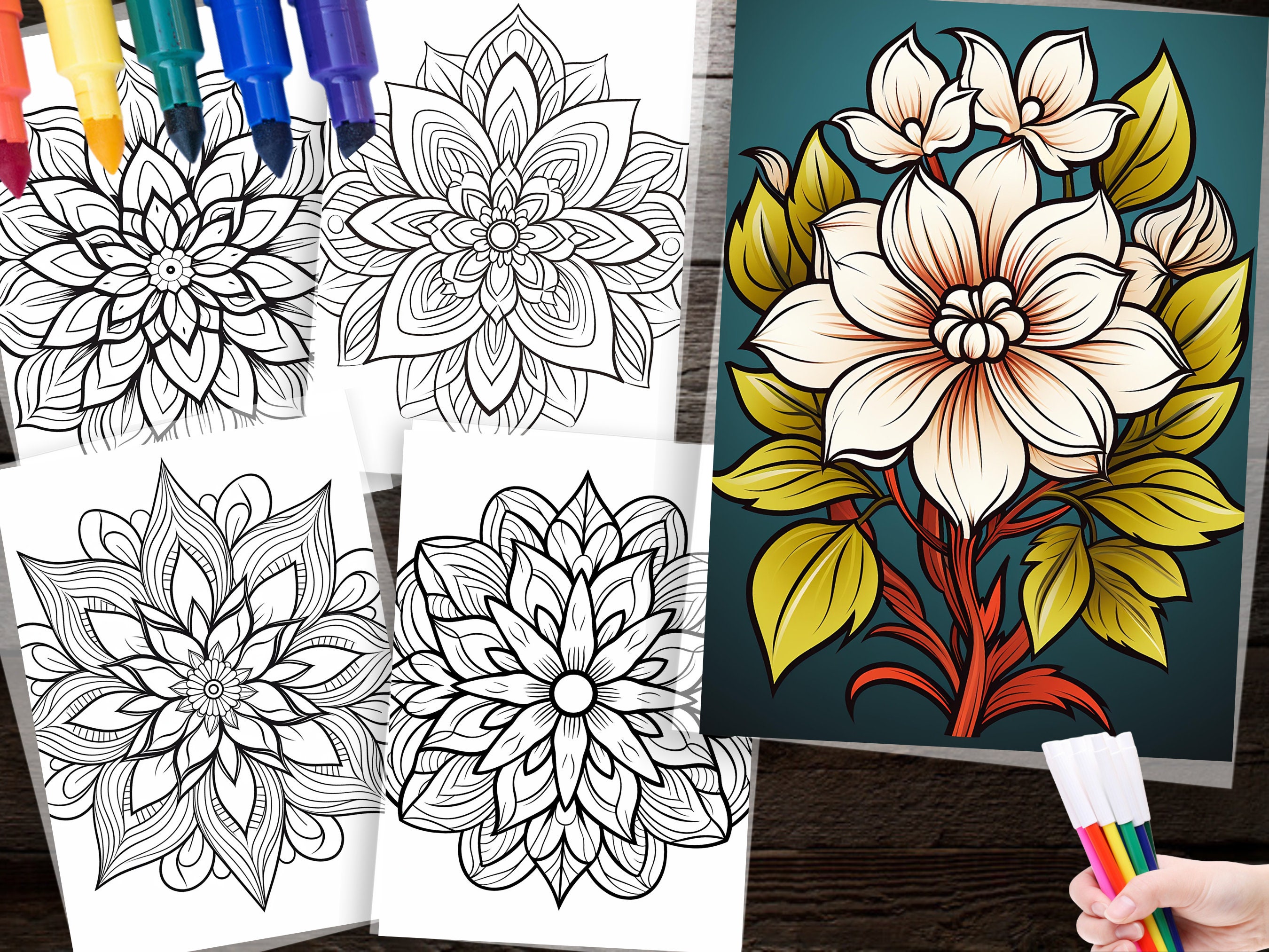 100 Floral Mandala Coloring Page Intricate Design for Relaxation ...