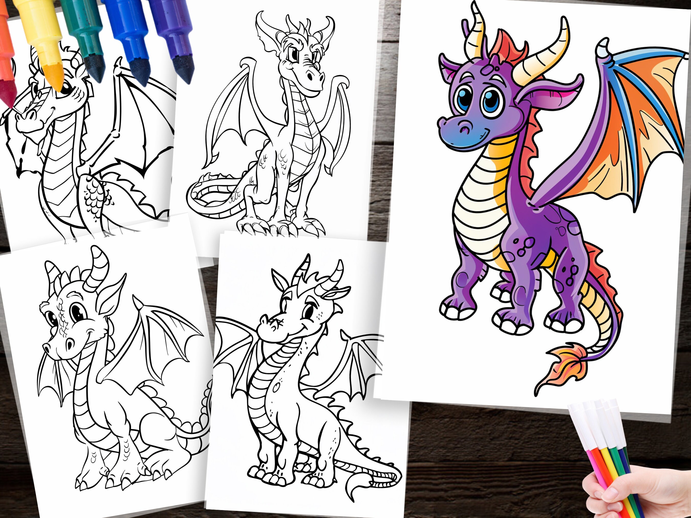 100 Dragon Coloring Pages for Kids, Printable Fantasy Designs for ...