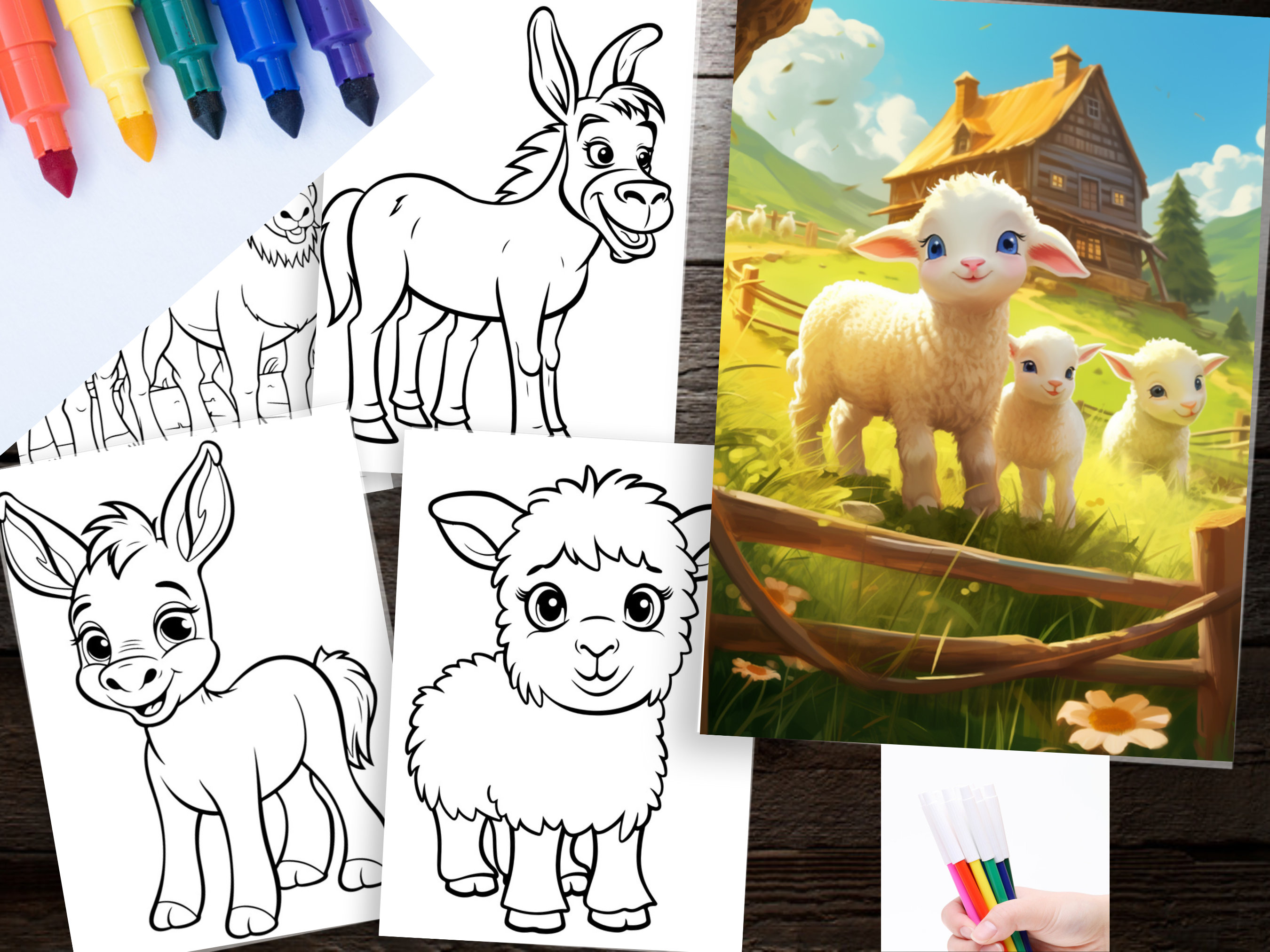 280 Farm Animals Coloring Book for Kids, Cute Farm Life Animals ...