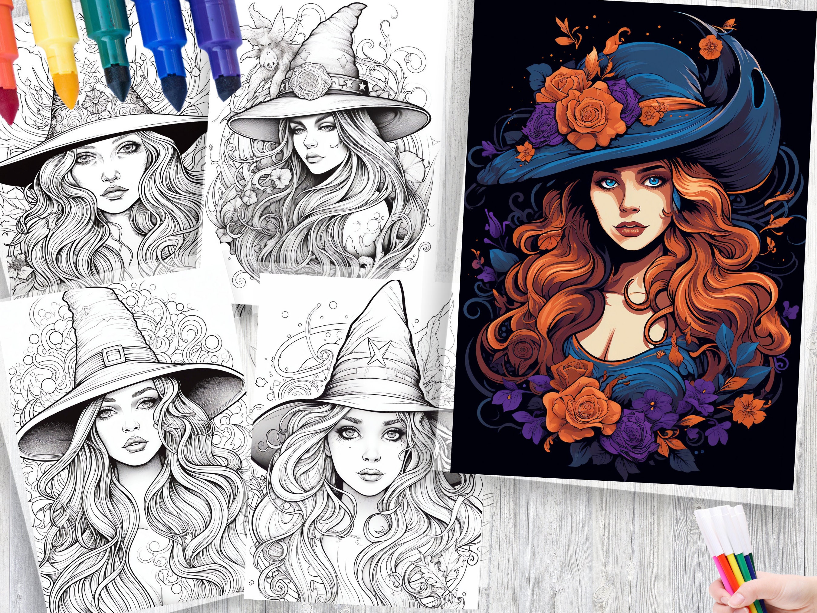 140 Beautiful Witches Coloring Pages for Magic and Relaxation Printable ...