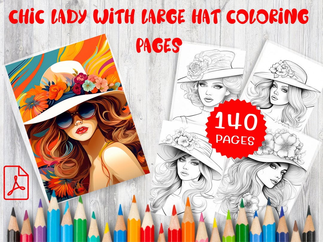 Chic Lady With Hat Coloring Book – 140 Fashion Illustrations (PDF) - Etsy