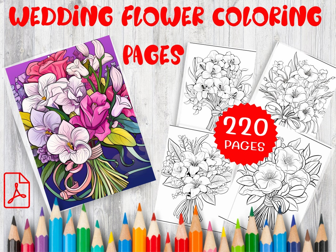 220 Wedding Flower Coloring Pages Beautiful Floral Designs for ...