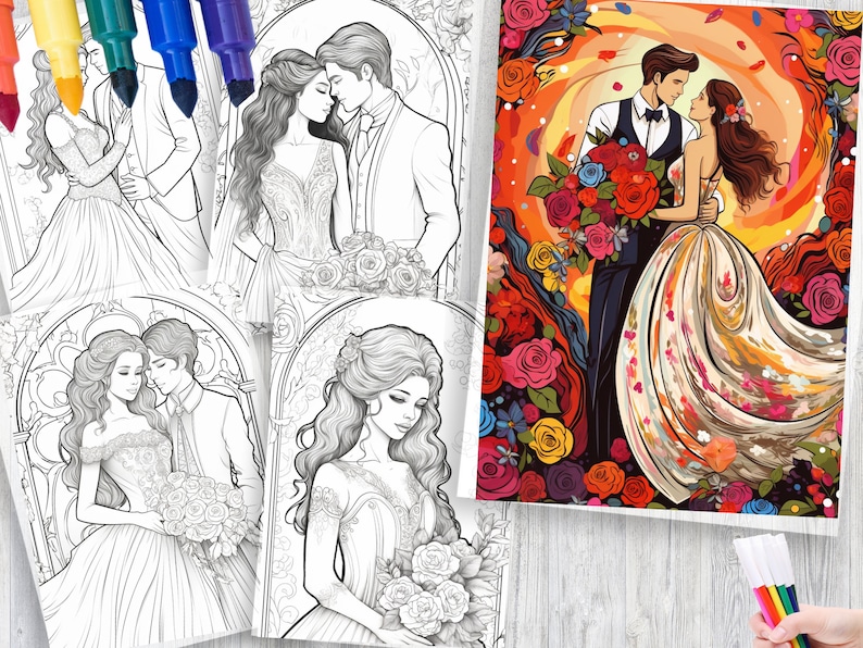 170 Wedding Couple Coloring Pages Romantic Bride and Groom ...