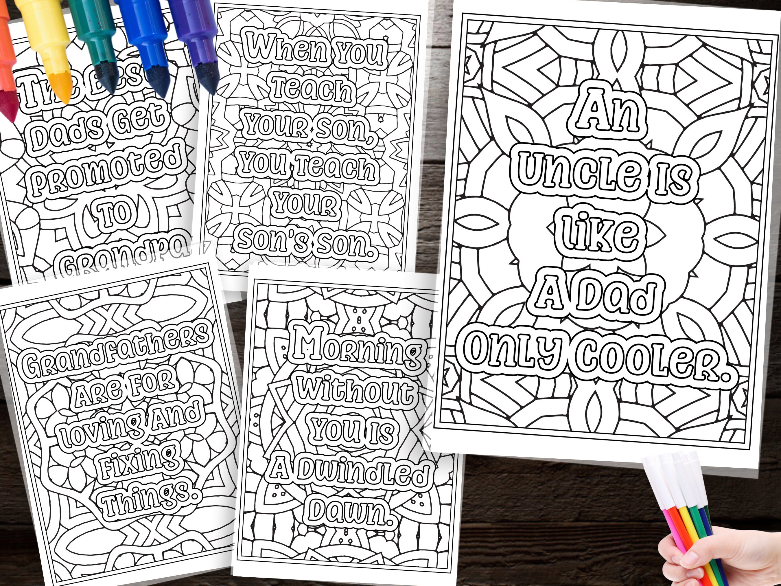 Fathers Day Quotes Coloring Pages Printable Dad Quotes Art for Adult ...