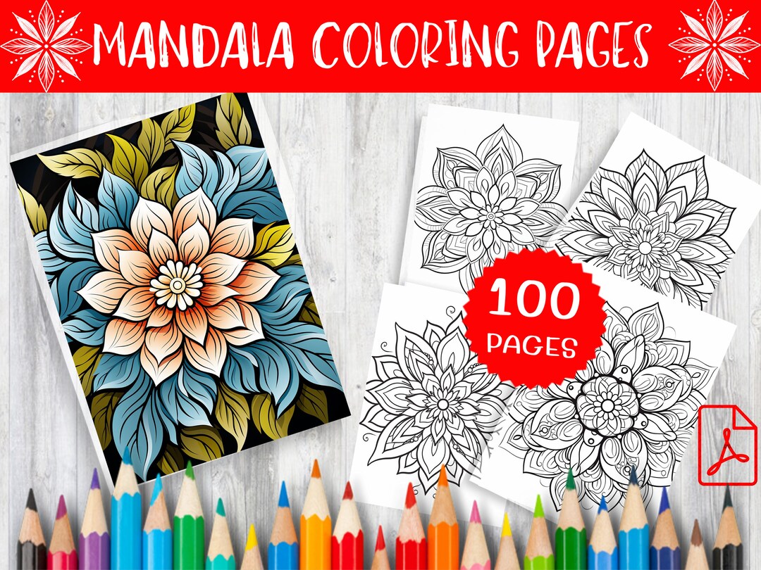 100 Floral Mandala Coloring Page - Intricate Design for Relaxation ...