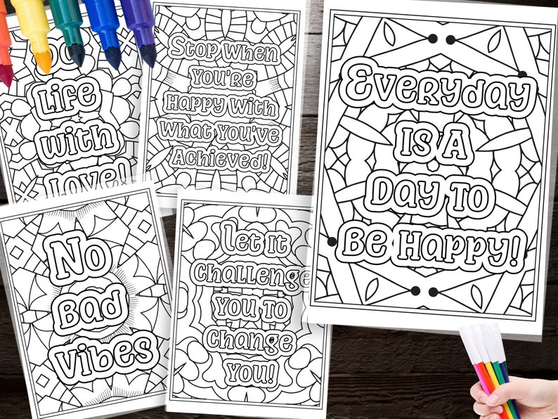 Positive Vibes Coloring Pages - Relaxing Adult Coloring Book for ...