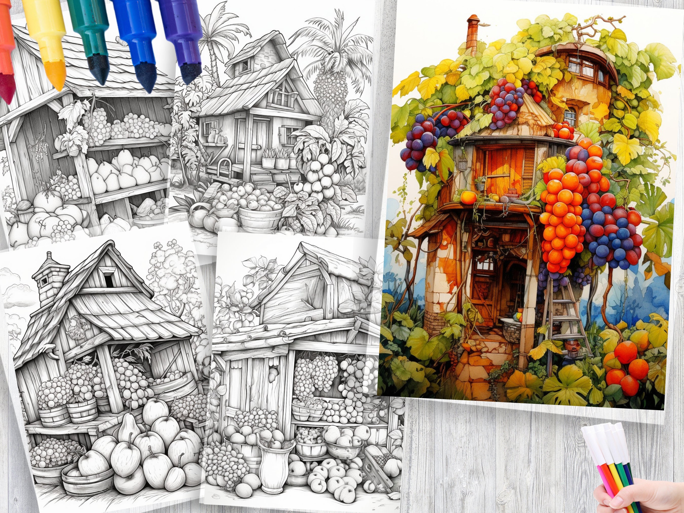 Fruit House Coloring Pages – 200 Fun Designs for All Ages (printable ...