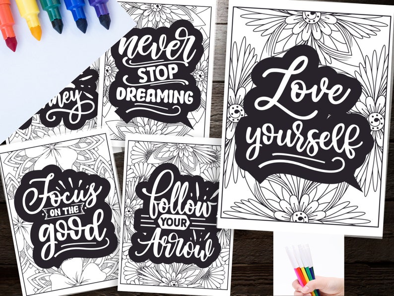 120 Printable Inspirational Quotes Coloring Book Pages Adult - Instant ...