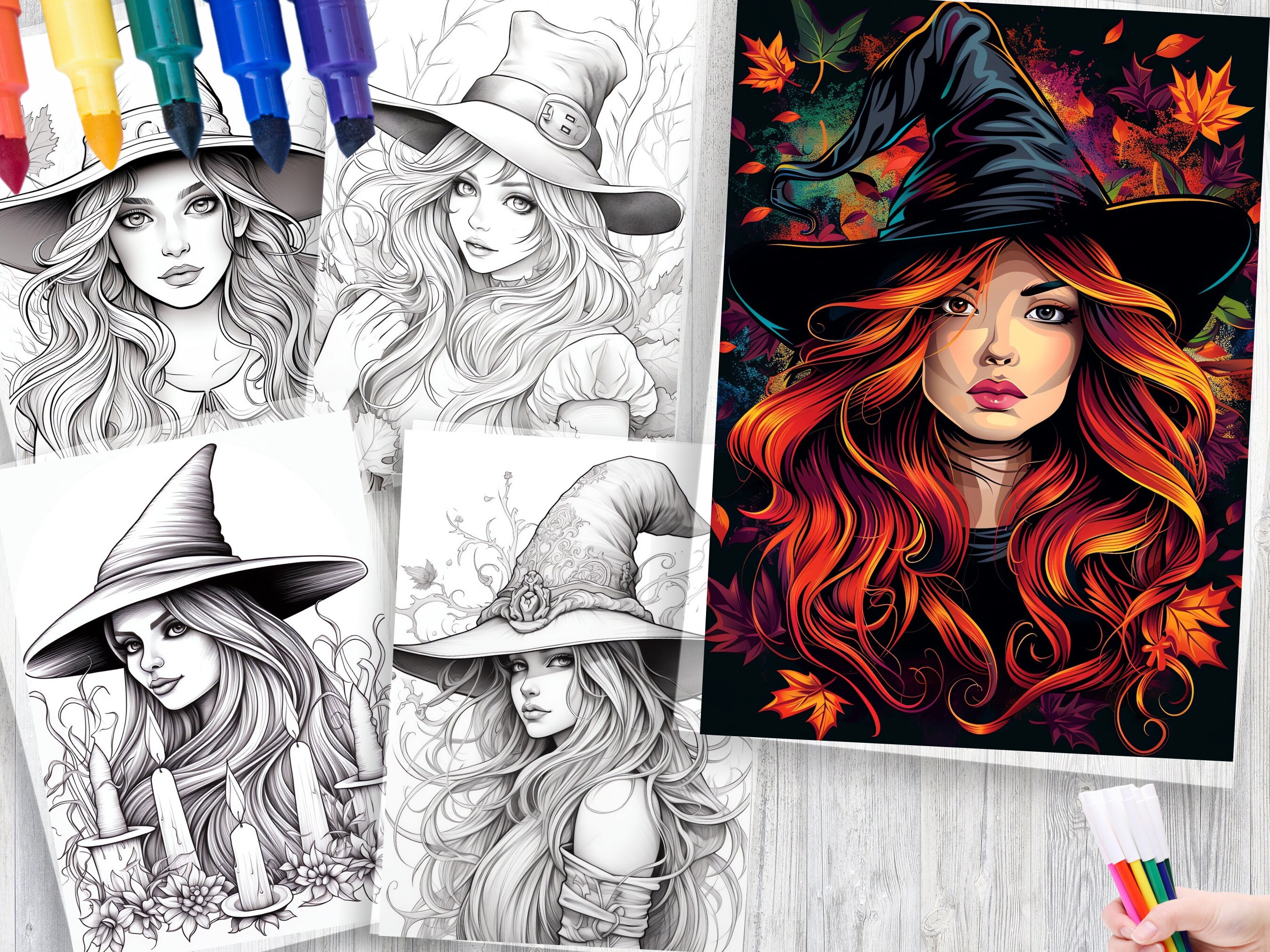 140 Beautiful Witches Coloring Pages for Magic and Relaxation Printable ...