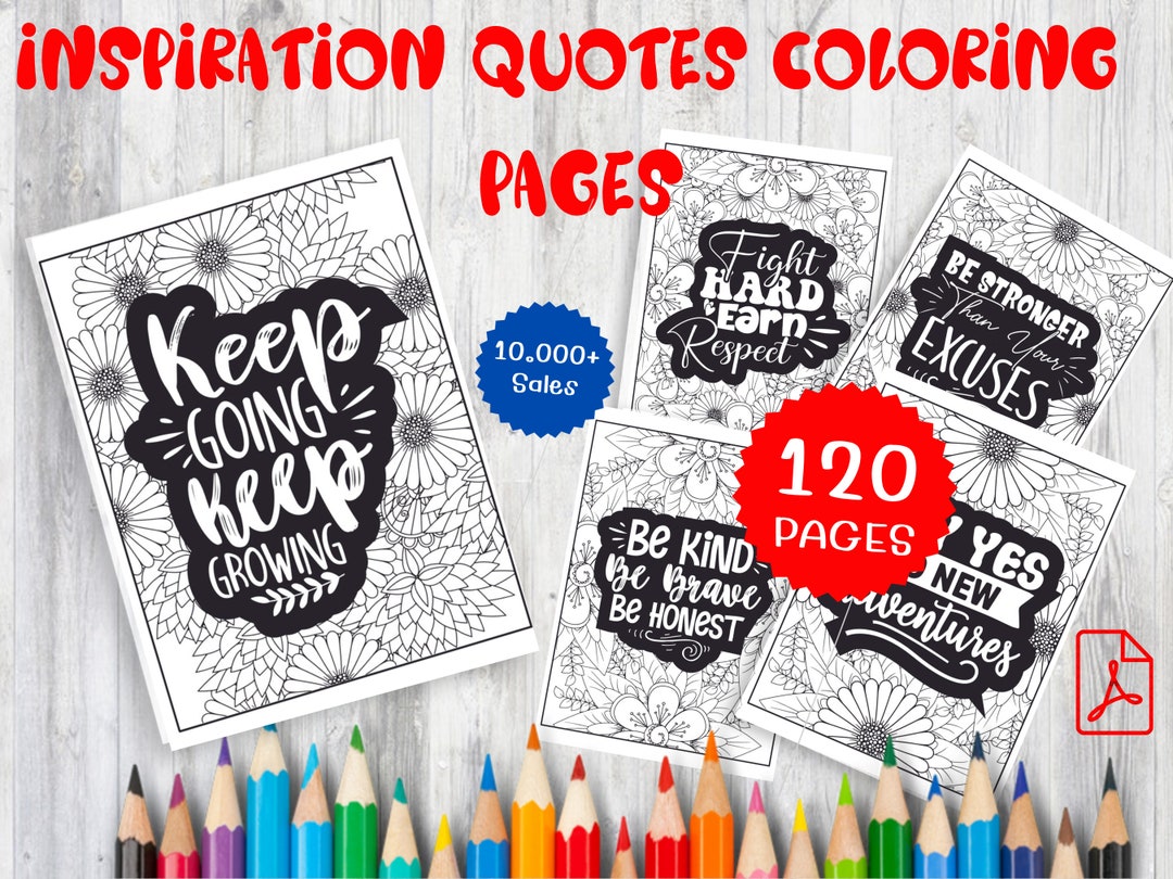 120 Printable Inspirational Quotes Coloring Book Pages Adult - Instant ...