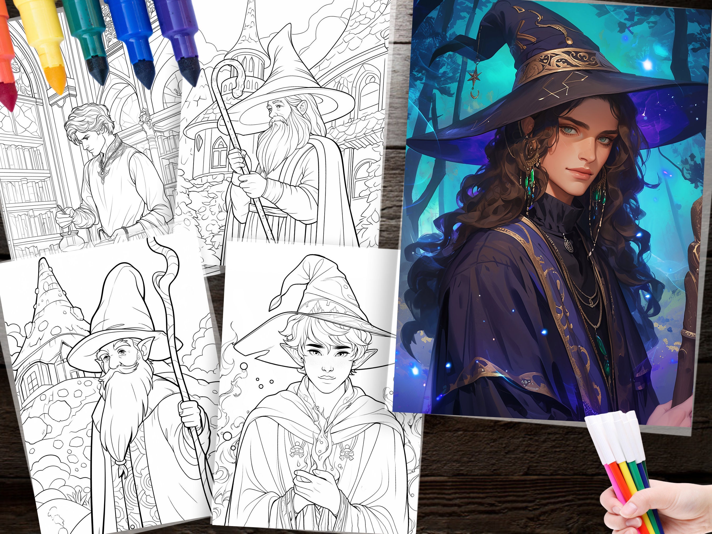 50 Wizards Enchanting Coloring Pages for Magical Moments Printable ...