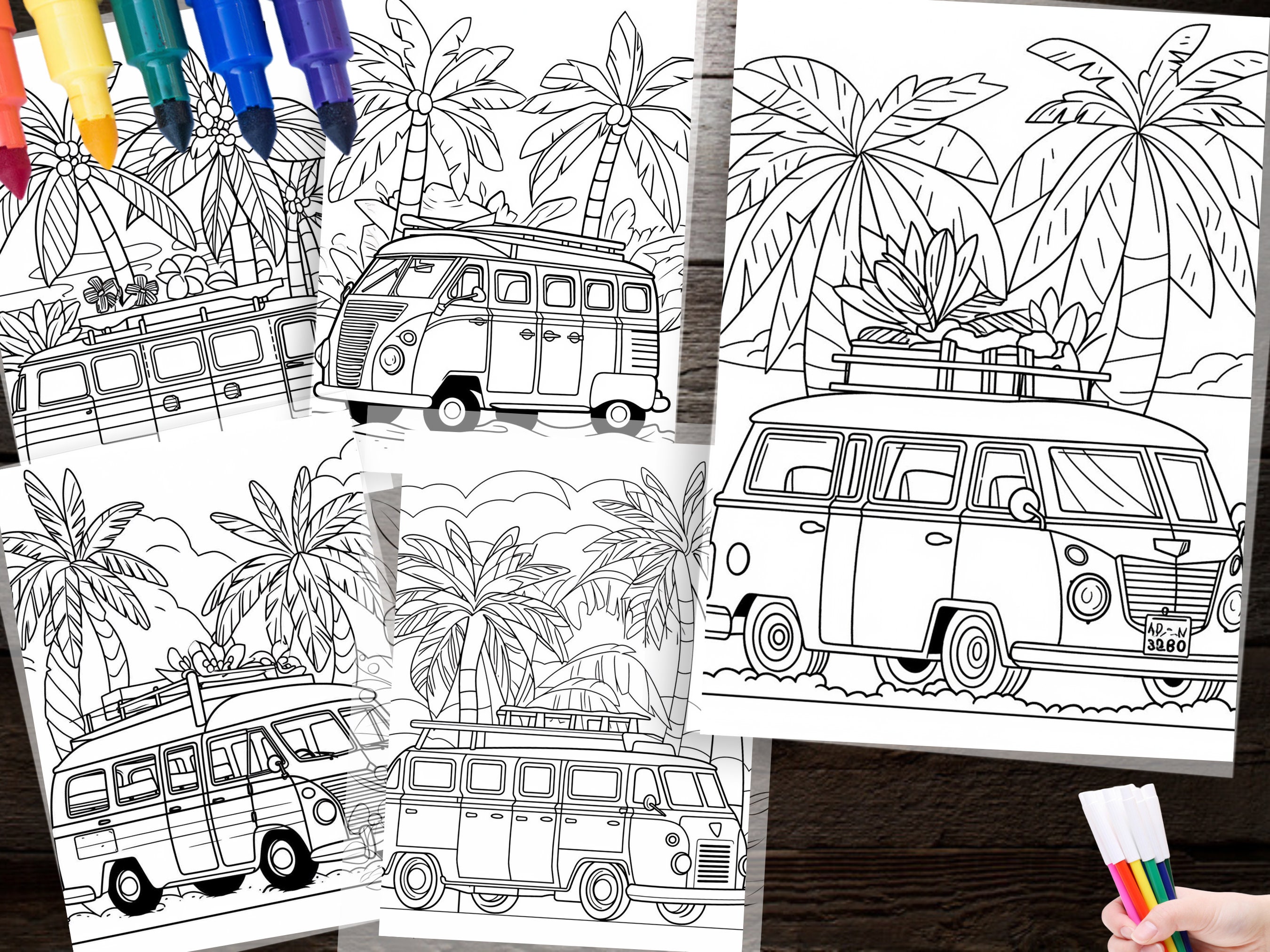 100 Road Trip Coloring Page Printable Travel Activity Fun Adventure ...
