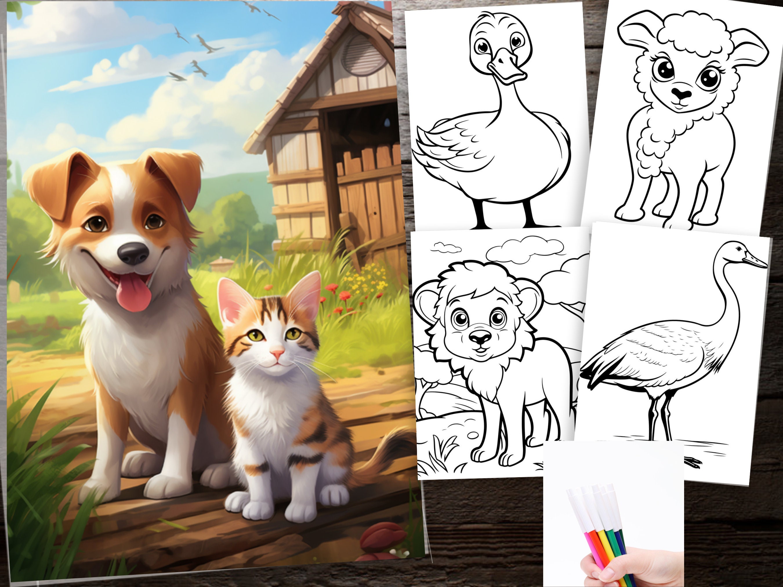 280 Farm Animals Coloring Book for Kids, Cute Farm Life Animals ...