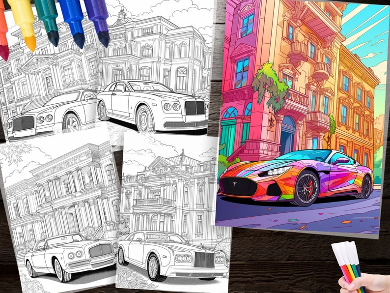 300 Luxury Cars Coloring Pages – Detailed Automotive Art (printable PDF ...