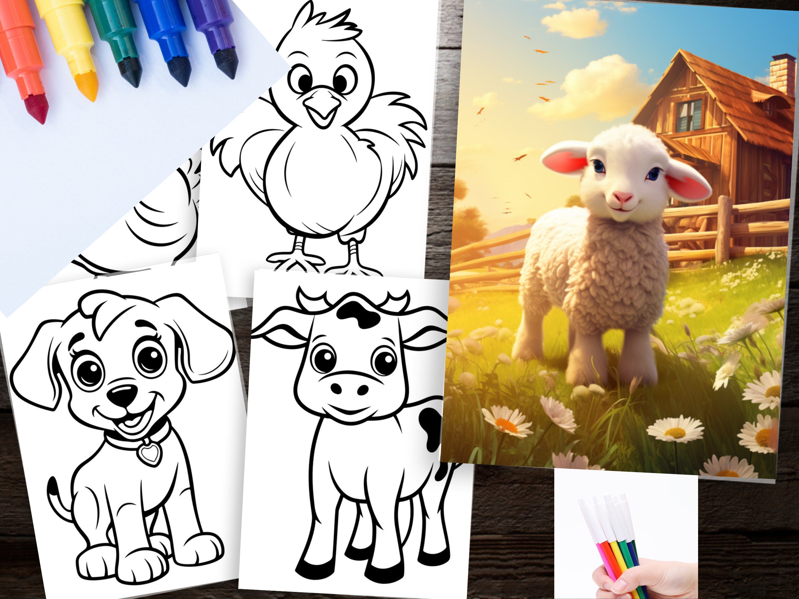 280 Farm Animals Coloring Book for Kids, Cute Farm Life Animals ...