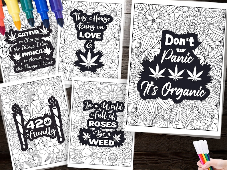 Funny Weed Quotes Coloring Pages - 100 Cannabis Art Designs (digital ...
