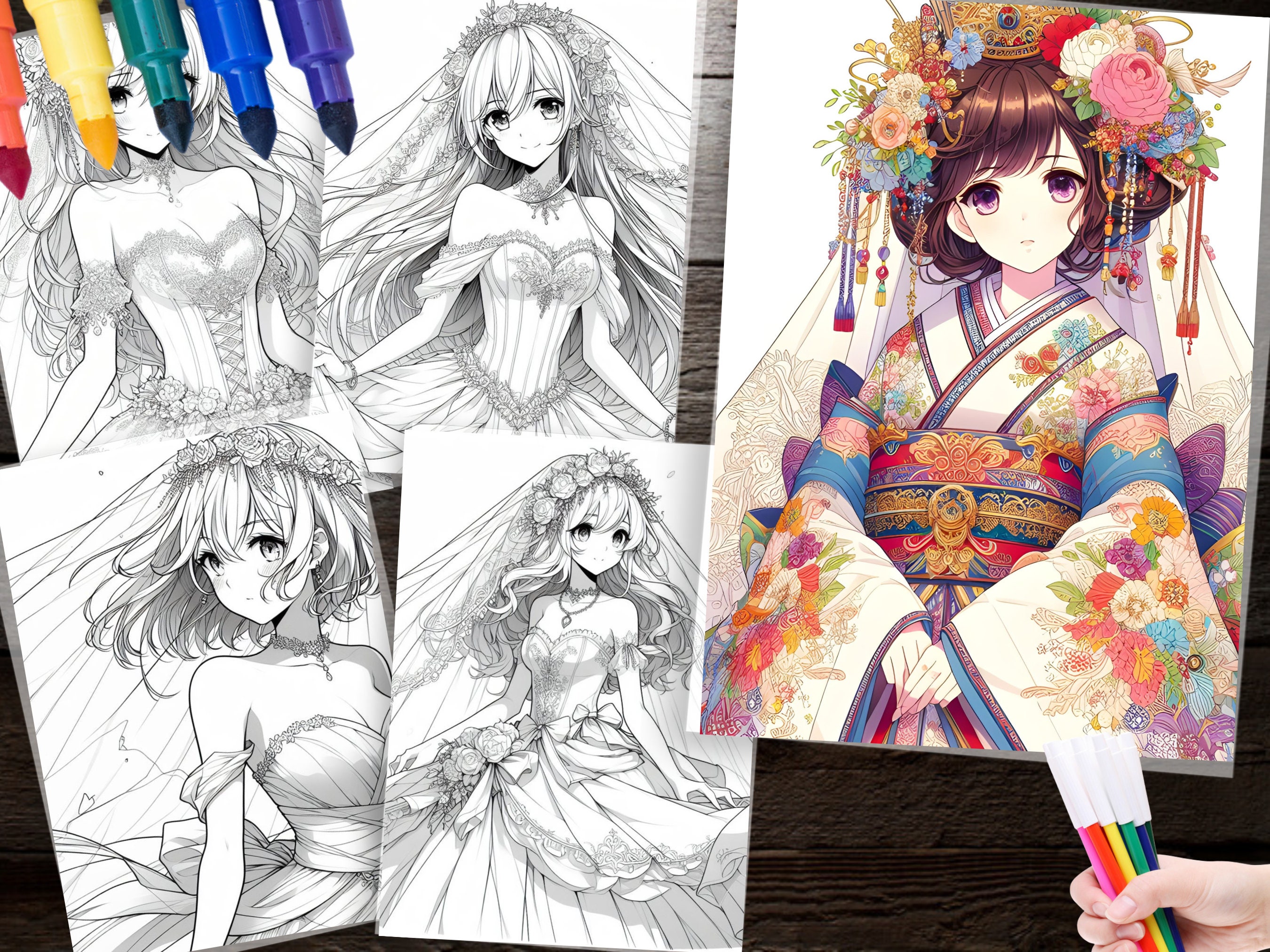 40 Anime Wedding Coloring Pages Printable Illustrations Unique Artwork ...