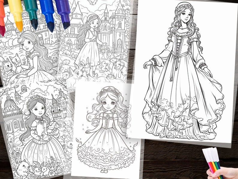 50 Cute Princess Coloring Page Beautiful Illustration for Kids Creative ...