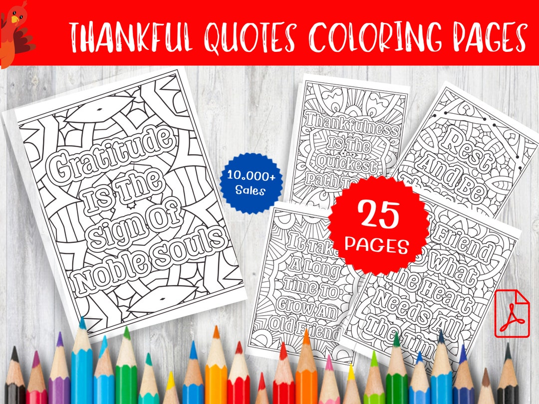 Thankful Quotes Coloring Pages - Printable Inspirational Art for ...
