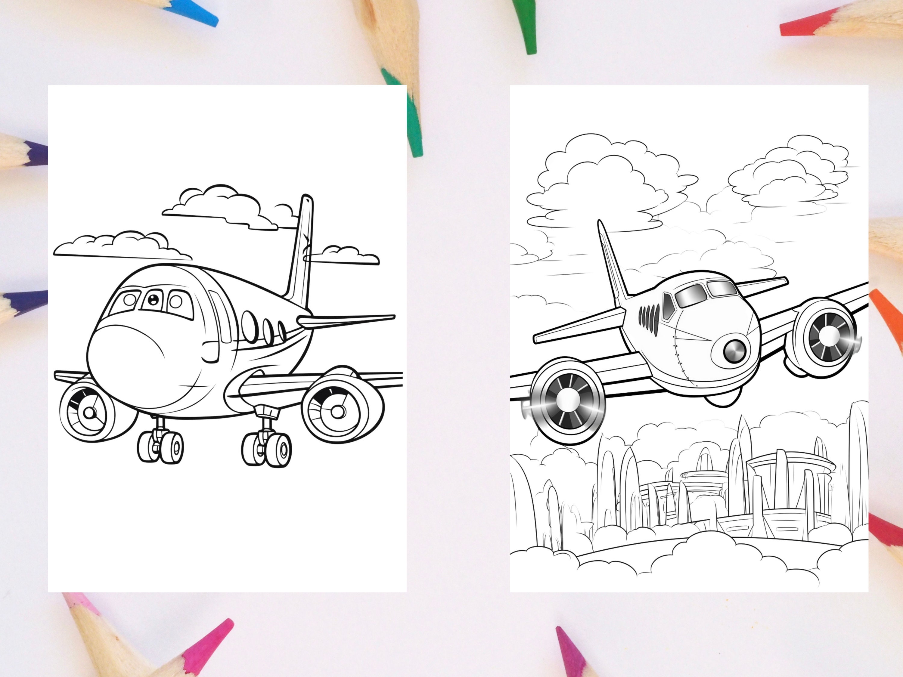 140 Airplane Coloring Pageskids Coloring Aviation Airplane - Etsy