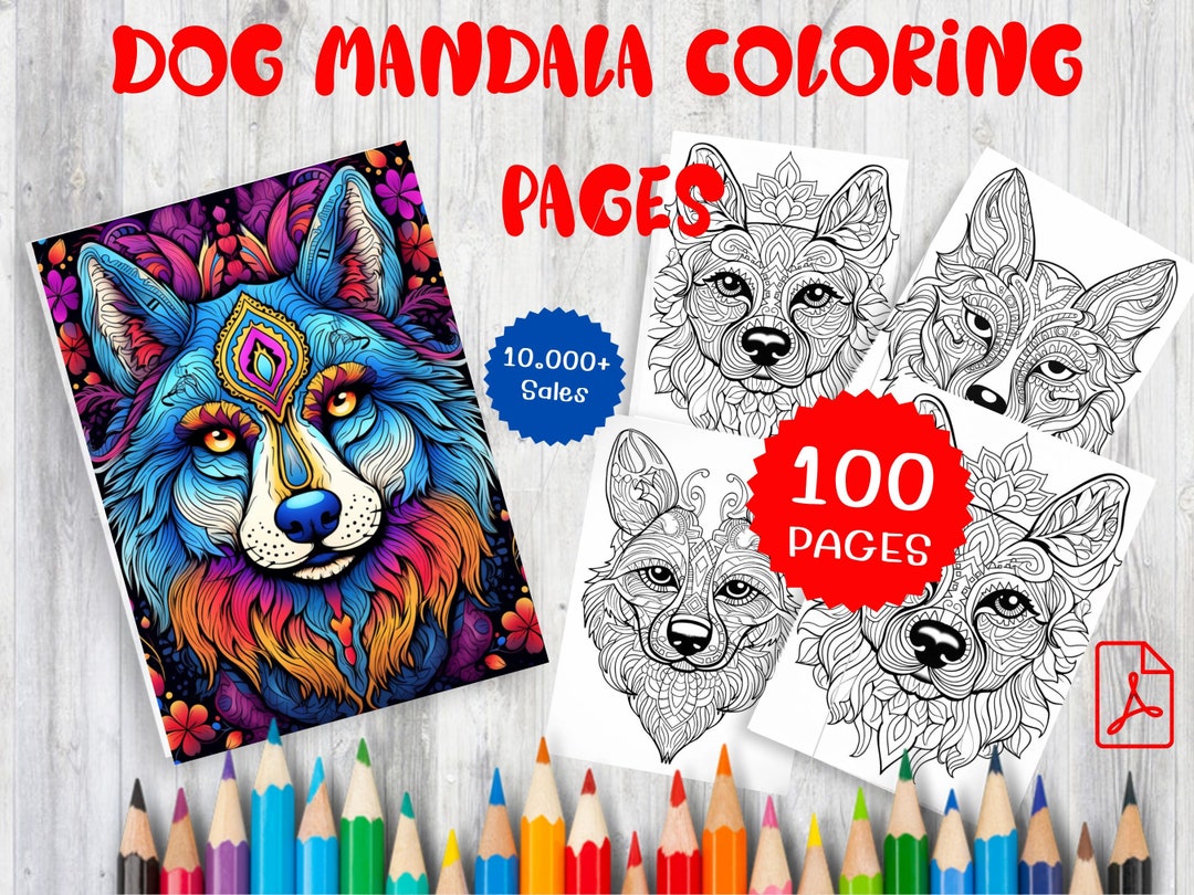 100 Unique Dog Mandala Coloring Pages - Instant Download - DIY Pet ...