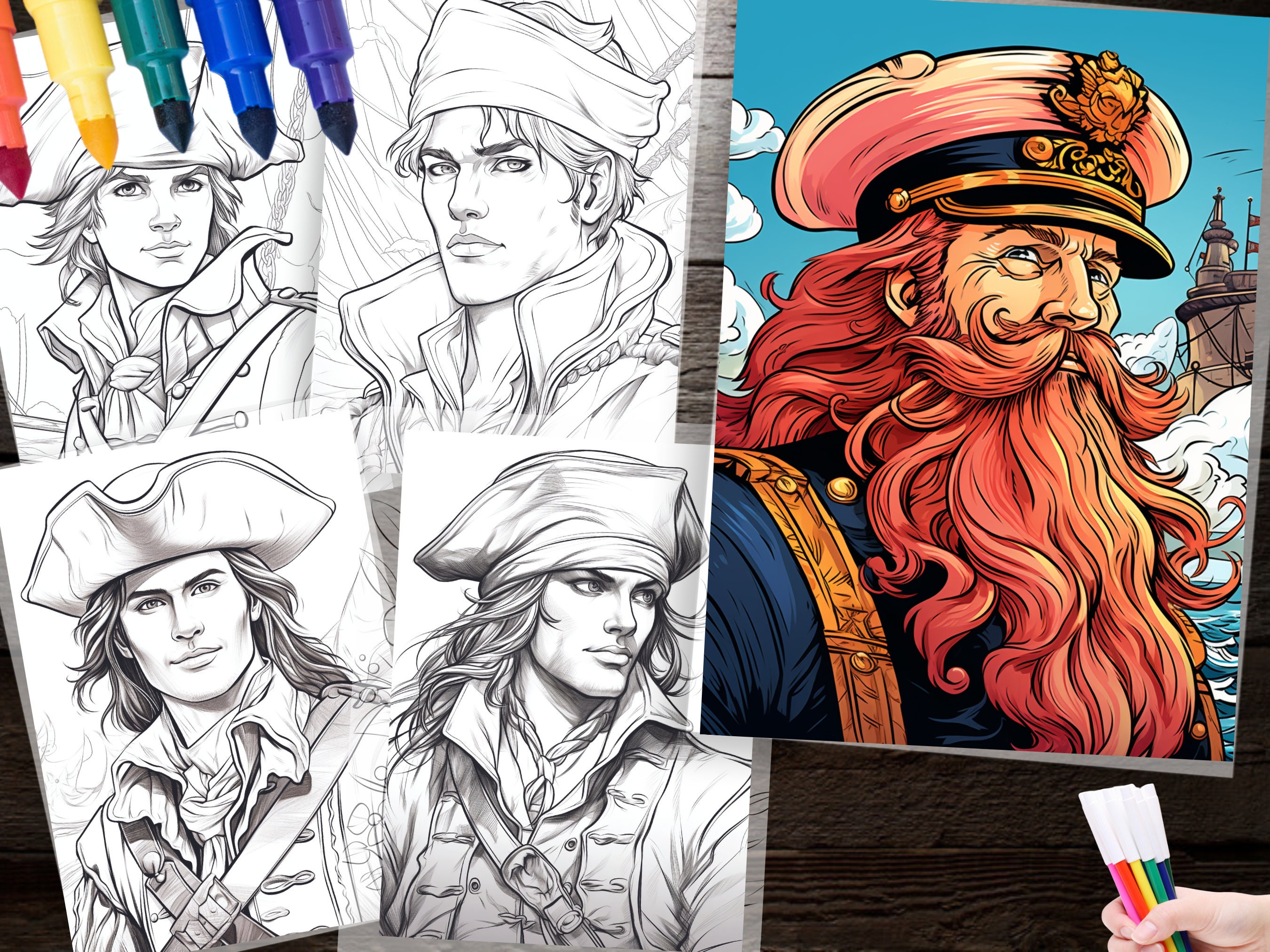 280 Pirate Coloring Page Digital Download DIY Art Activity Printable ...