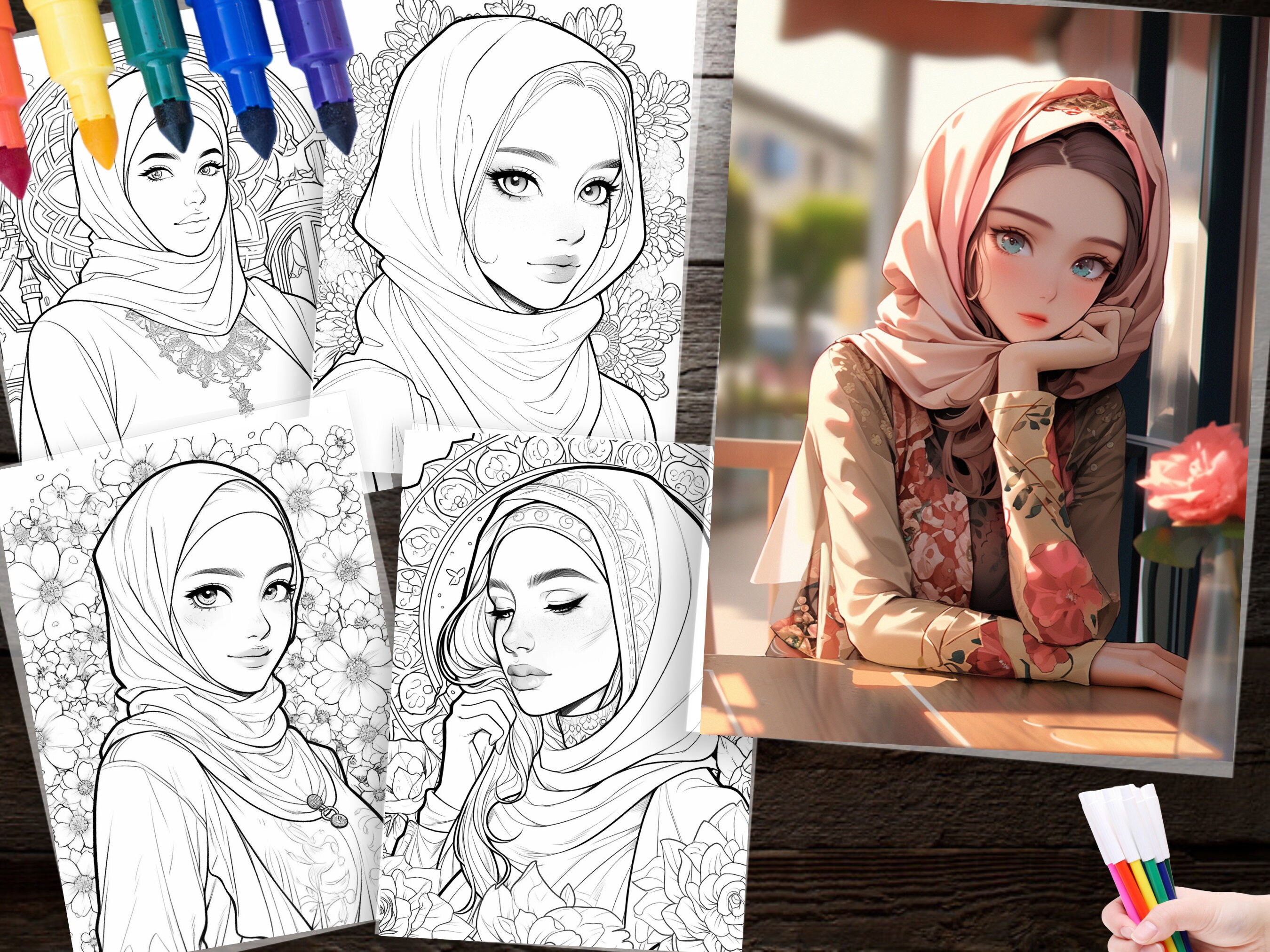 200 Muslims Hijab Coloring Pages for Muslim Women - Unique Islamic Art ...