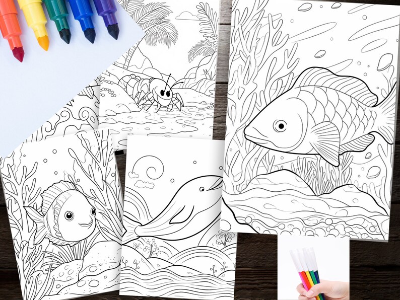 220 Sea Animals Coloring Pages for Kids and Adults Ocean Life Printable ...