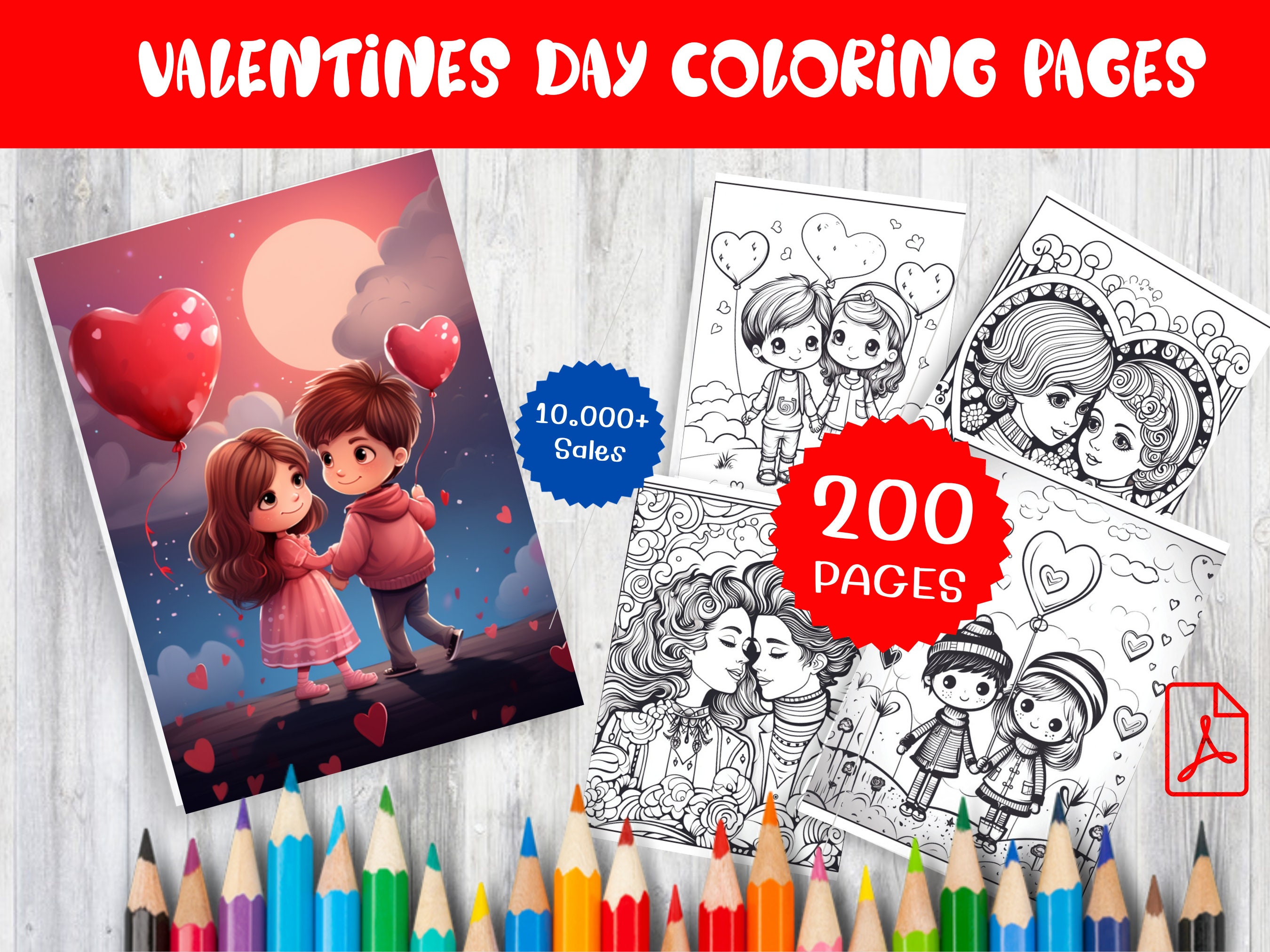 200 Charming Valentine's Day Coloring Pages Printable Love-themed Art ...