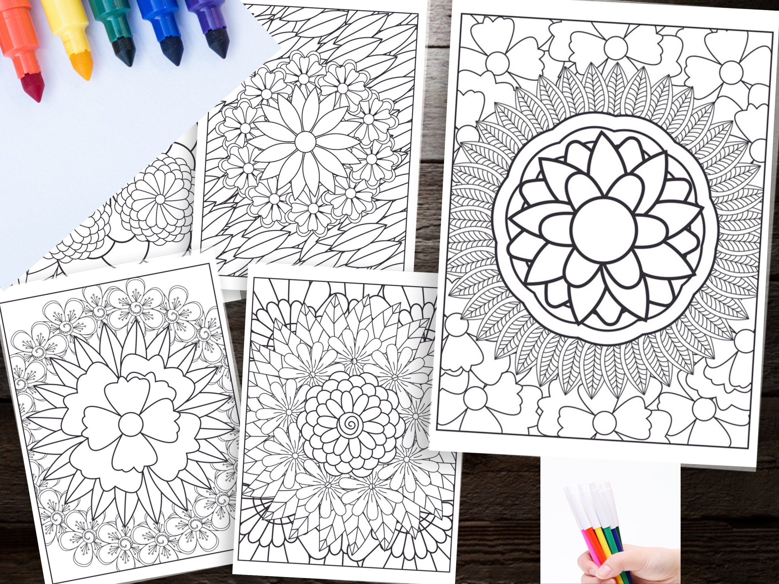 240 Floral Coloring Pages Bundle Flower Coloring Sheets Instant ...