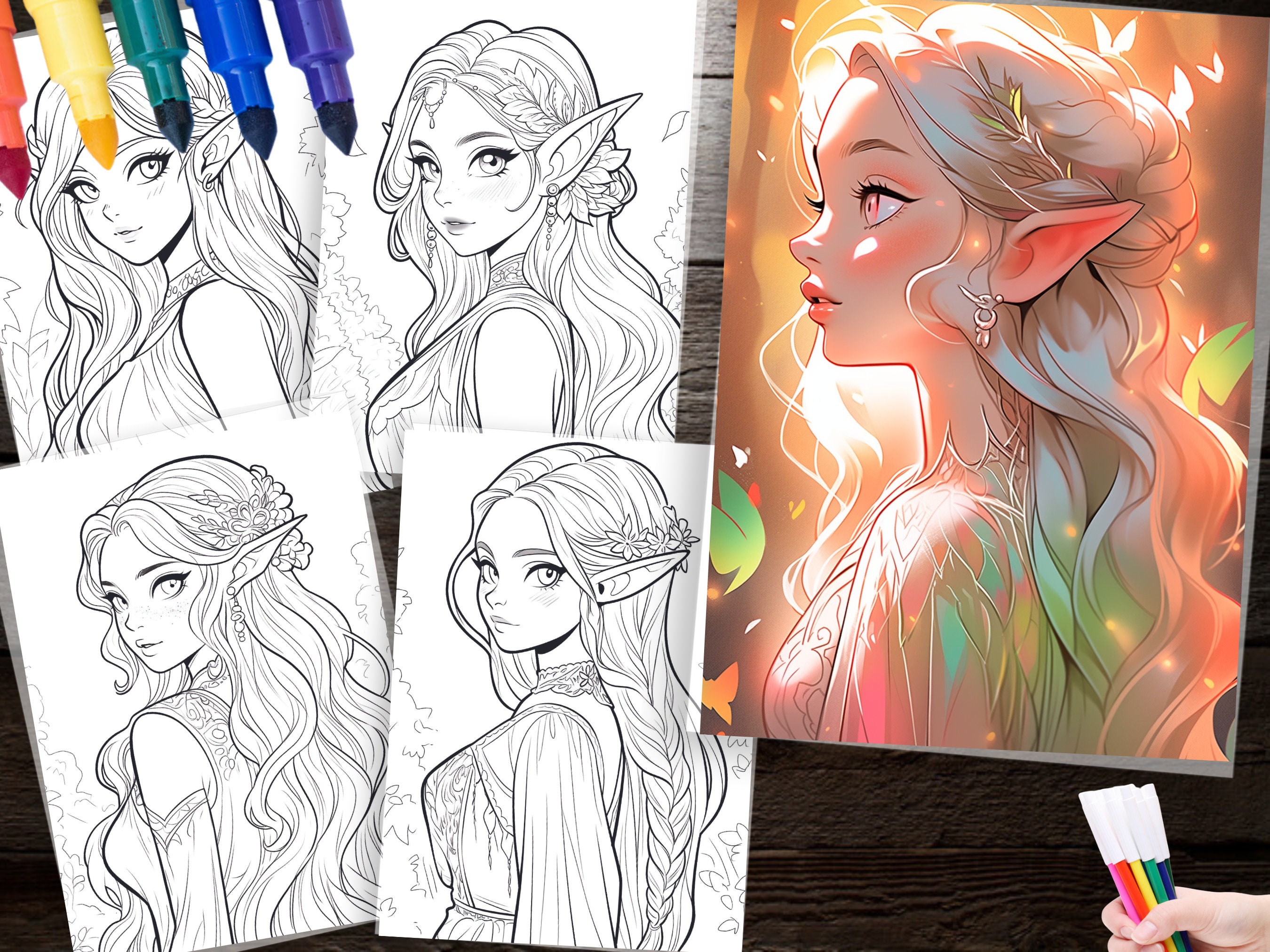 300 Enchanting Elf Princess Coloring Pages - Printable Fairy Tale Art ...