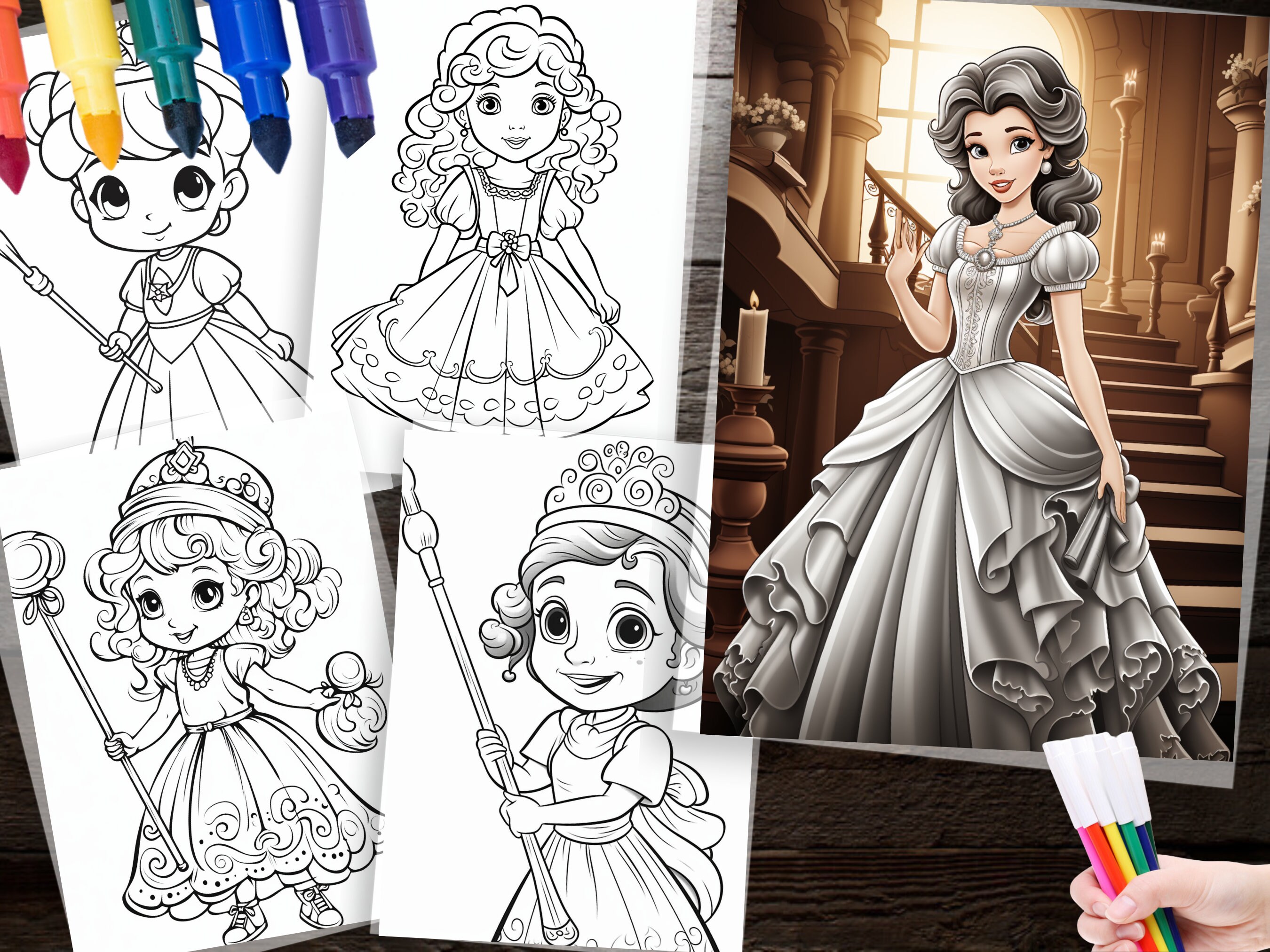 50 Cute Princess Coloring Page Beautiful Illustration for Kids Creative ...