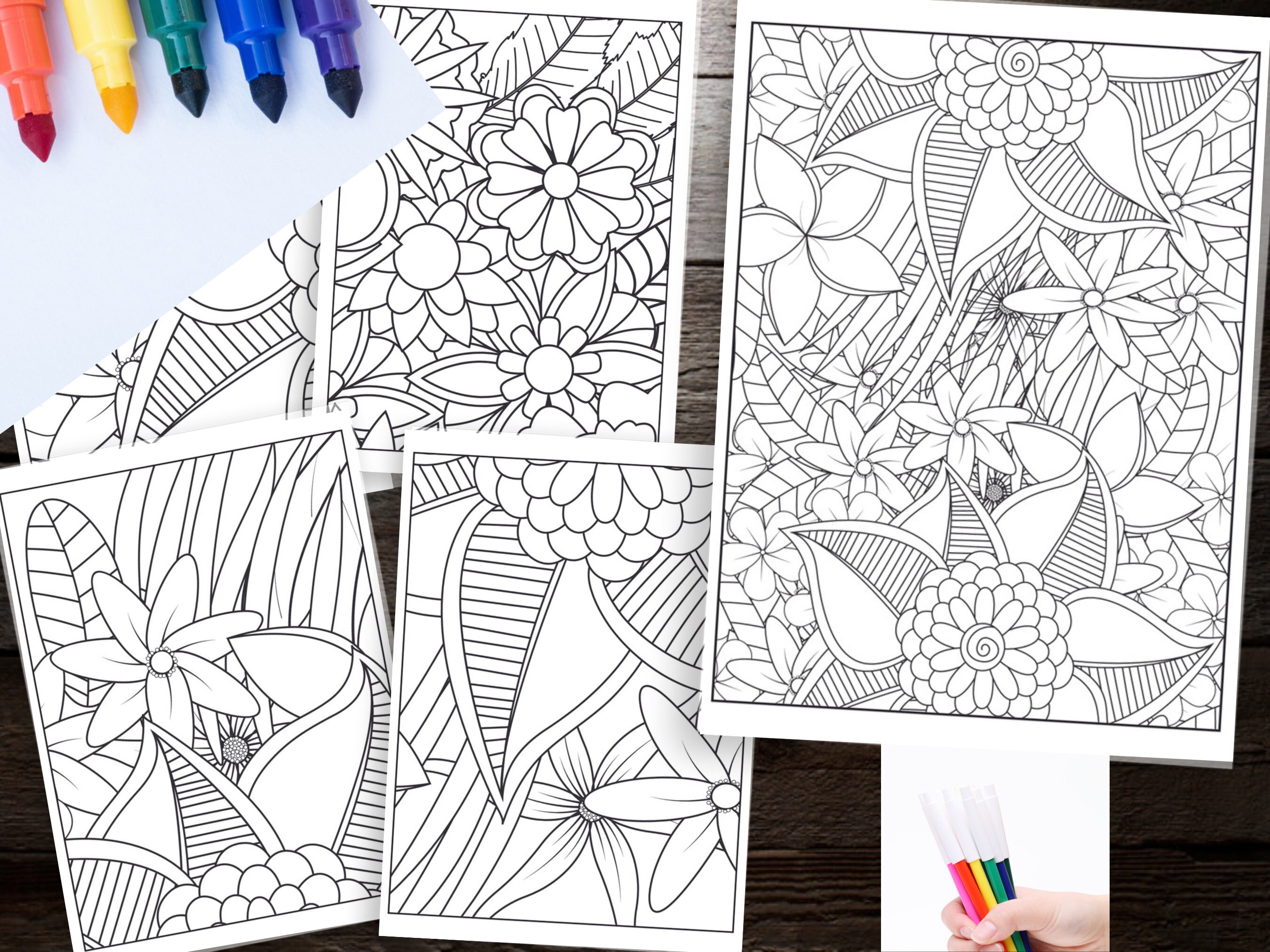 240 Floral Coloring Pages Bundle Flower Coloring Sheets Instant ...