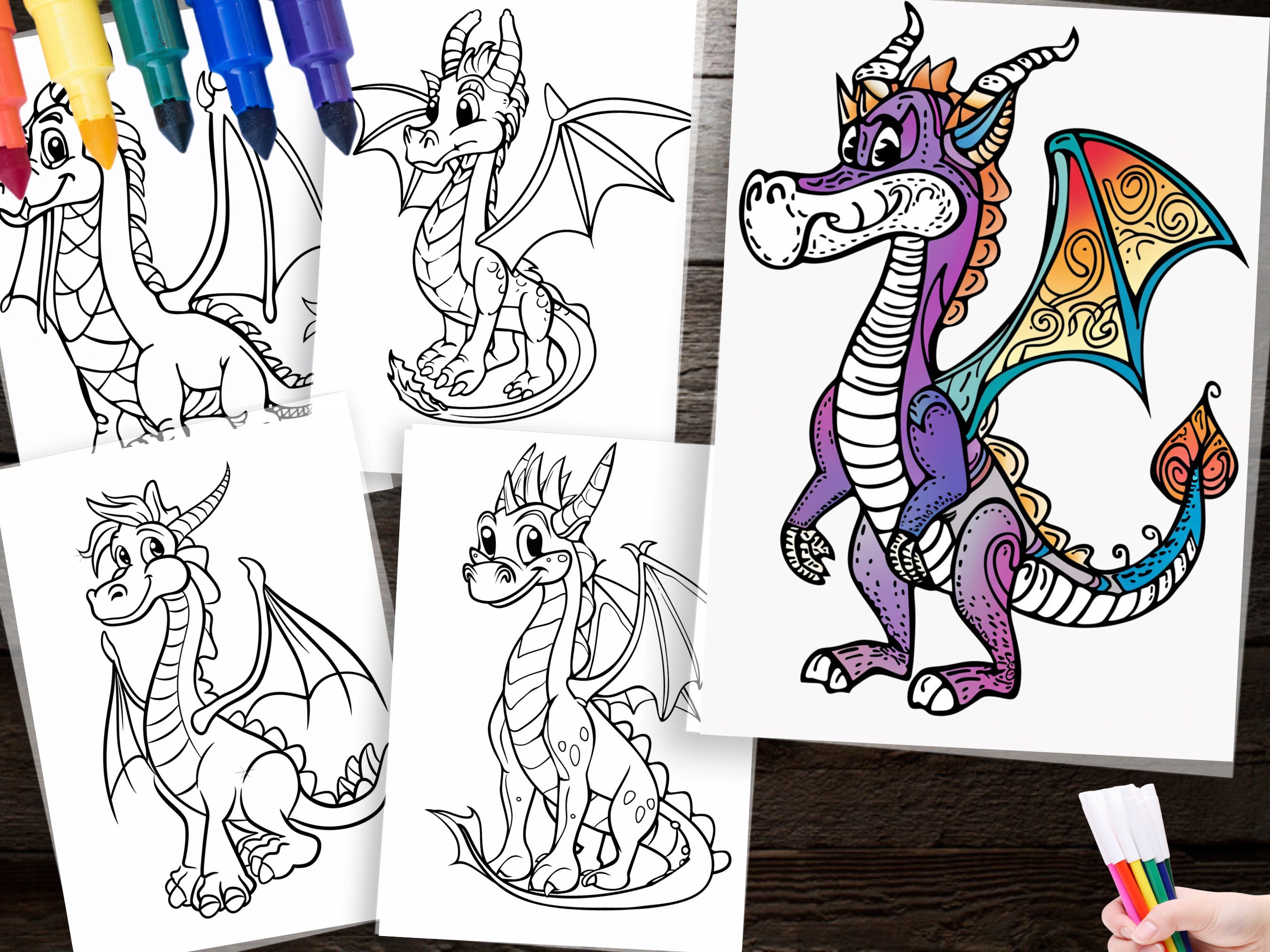 100 Dragon Coloring Pages for Kids, Printable Fantasy Designs for ...
